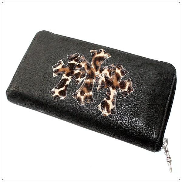 クロムハーツ 財布 Chrome Hearts REC F ZIP＃2 3セメタリークロスパッチ ブラックデストロイレザー ...