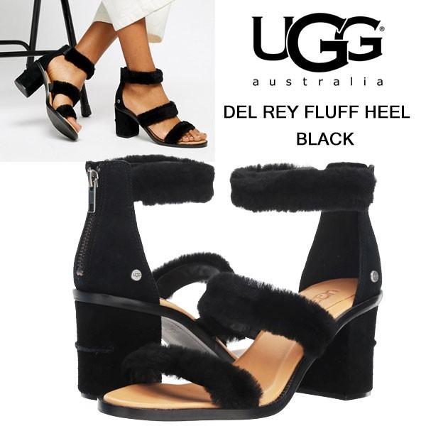 UGG Joni アグ デルレイフラッフヒール ブラック サンダル もこもこ ファーストラップ ヒールサンダル ファーサンダル 正規品・送料 ...