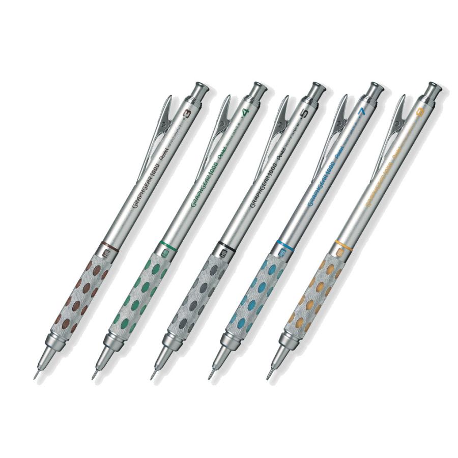 ぺんてる Pentel グラフギア1000 シルバー 0.3mm 0.4mm 0.5mm 0.7mm 0.9mm ・HB PG101-5syu ...