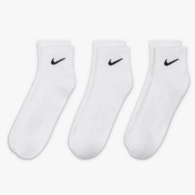 NIKE（ナイキ） 同色3足組 ユニセックス エブリデイ クッション クウォーター アンクル丈 ソックス 3P SX7667-100 ホワイト ...