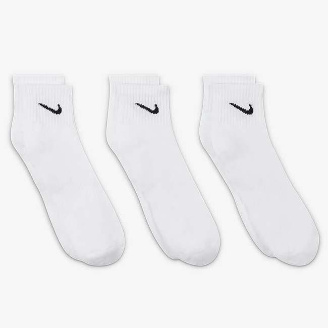 NIKE（ナイキ） 同色3足組 ユニセックス エブリデイ クッション クウォーター アンクル丈 ソックス 3P SX7667-100 ホワイト ...