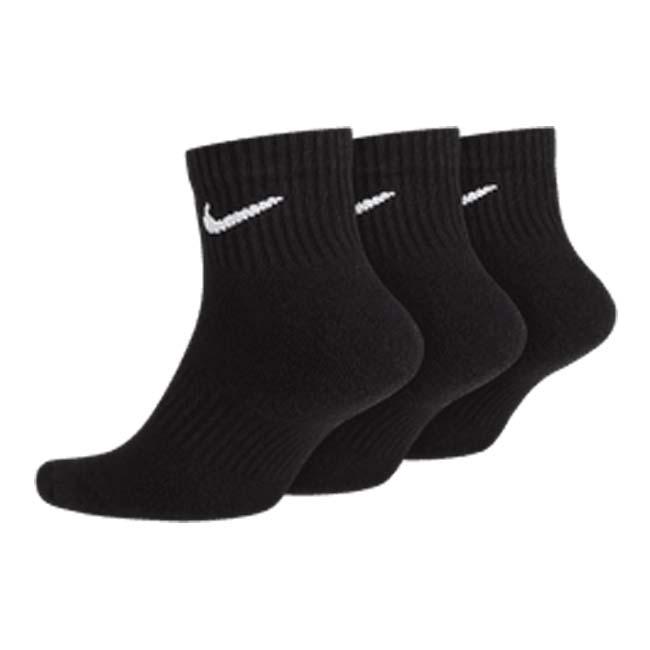 NIKE（ナイキ） 同色3足組 ユニセックス エブリデイ クッション クウォーター アンクル丈 ソックス 3P SX7667-010 ブラック ...