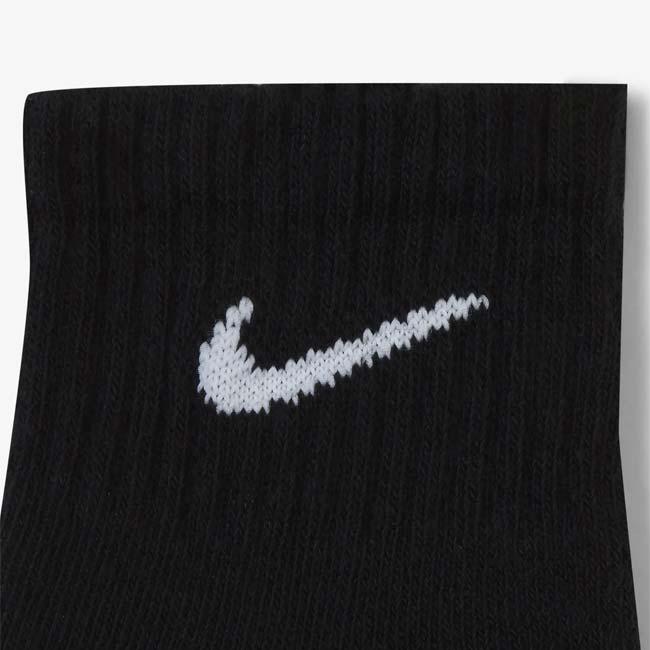 NIKE（ナイキ） 同色3足組 ユニセックス エブリデイ クッション クウォーター アンクル丈 ソックス 3P SX7667-010 ブラック ...