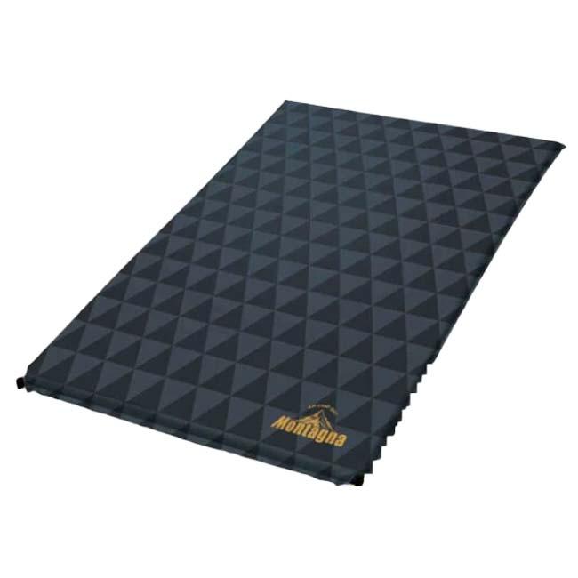 フカフカの座り心地♪ Montagna(モンターナ) 自動膨張マット ワイドサイズ1.3×1.8m 厚さ最大3.5cm キャンプマット 防災グッズ HAC2-0212-ブラック(23y7m ...