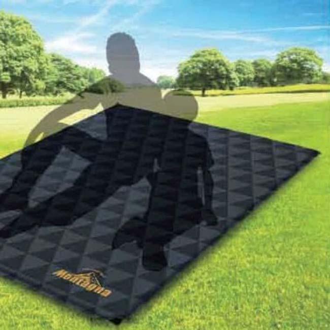 フカフカの座り心地♪ Montagna(モンターナ) 自動膨張マット ワイドサイズ1.3×1.8m 厚さ最大3.5cm キャンプマット 防災グッズ HAC2-0212-ブラック(23y7m ...