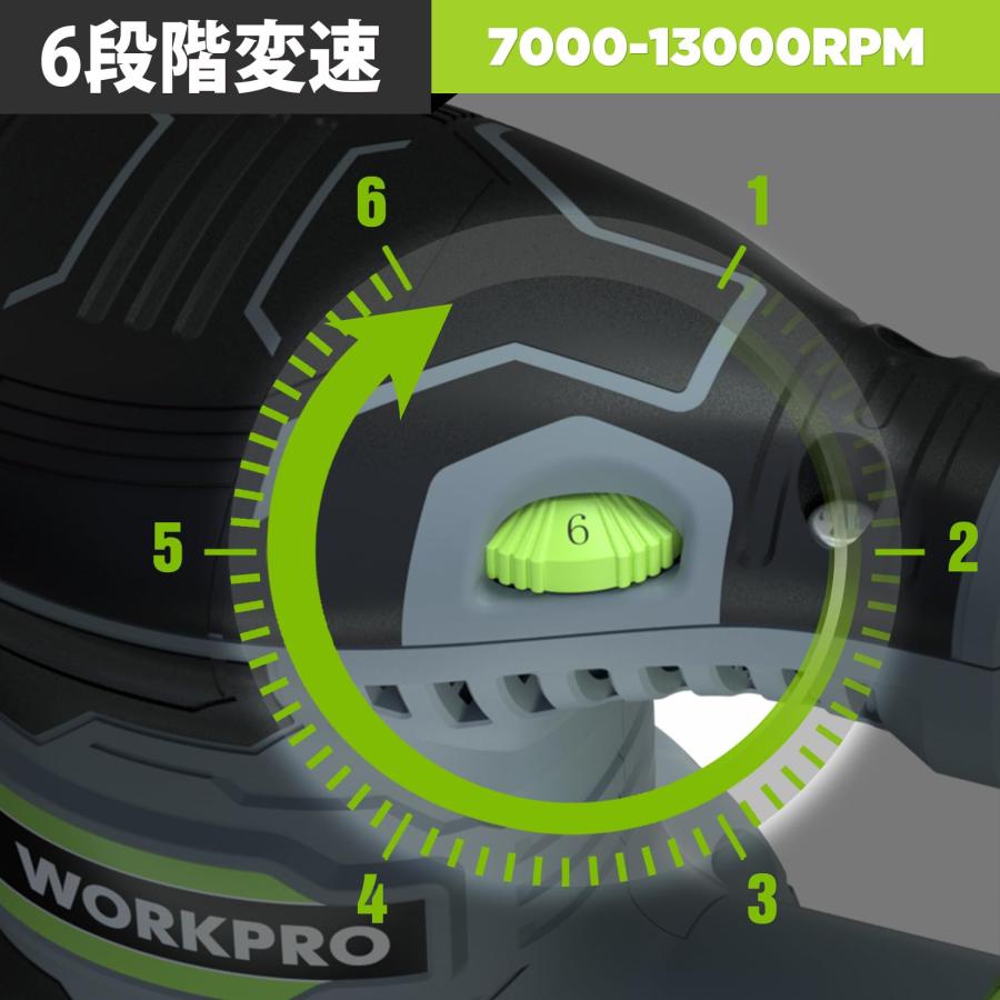 WORKPRO サンダー 電動サンダー ランダムサンダー 300W 13000RPM 6段階調速 高集塵システム マジックテープ式 サンドペーパー2 : amuzabutiko - 通販 ...