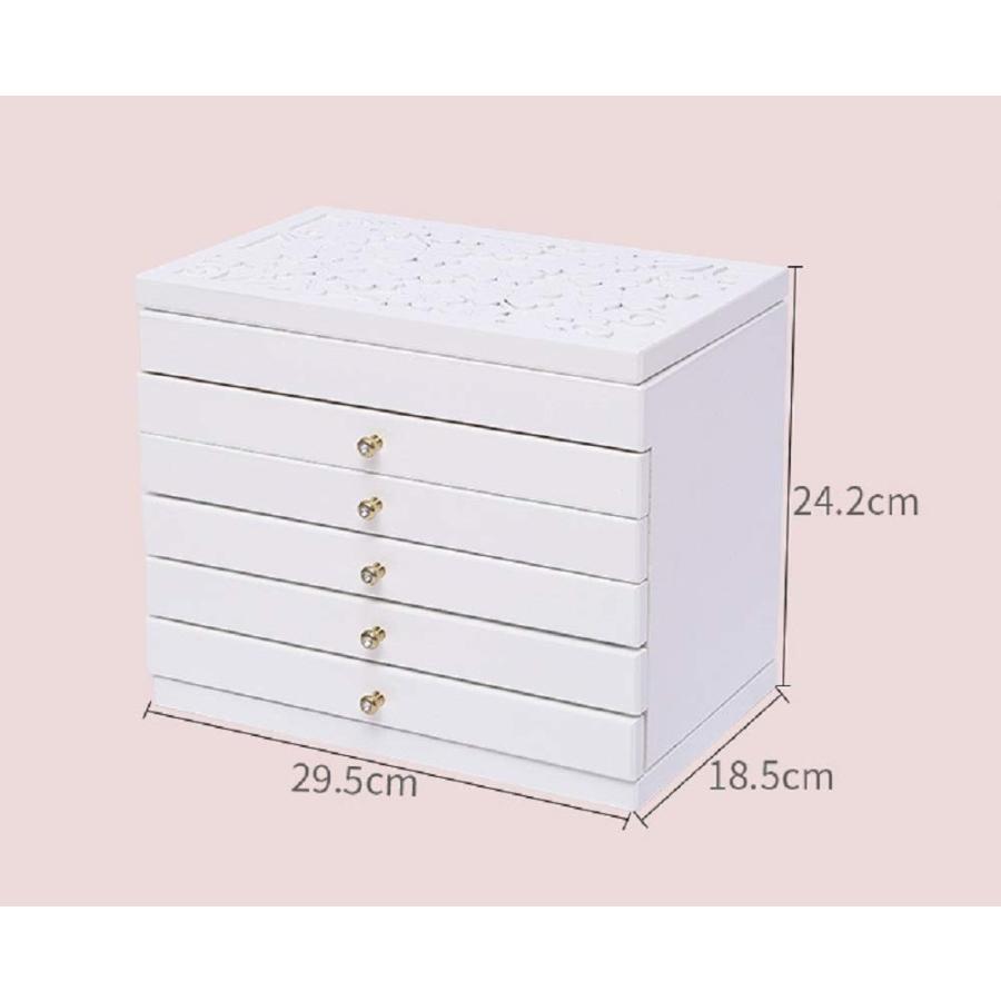 ジュエリーボックス コスメ メイク ボックス チェスト アクセサリー 小物入れ ケース 収納 宝石箱 収納箱 ミラー 鏡付き 宝箱 Anberotta AT18 (ホワイト) :A543 ...