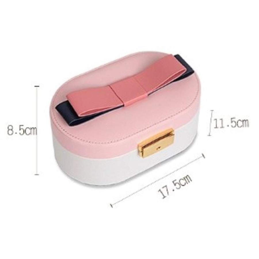 ジュエリーボックス コスメ メイク ボックス アクセサリー ケース ポーチ 小物入れ 宝石箱 収納箱 宝箱 ネックレス 鏡付き Anberotta AT27 (ホワイト・ ピンク ...