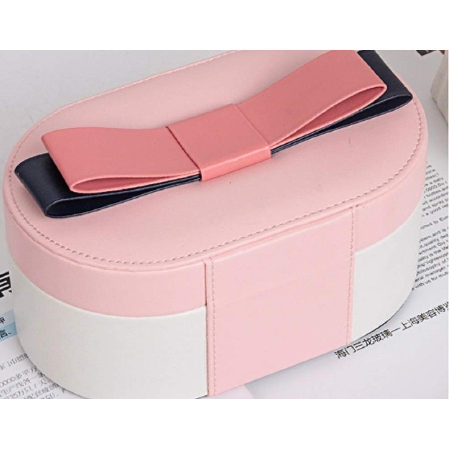 ジュエリーボックス コスメ メイク ボックス アクセサリー ケース ポーチ 小物入れ 宝石箱 収納箱 宝箱 ネックレス 鏡付き Anberotta AT27 (ホワイト・ ピンク ...