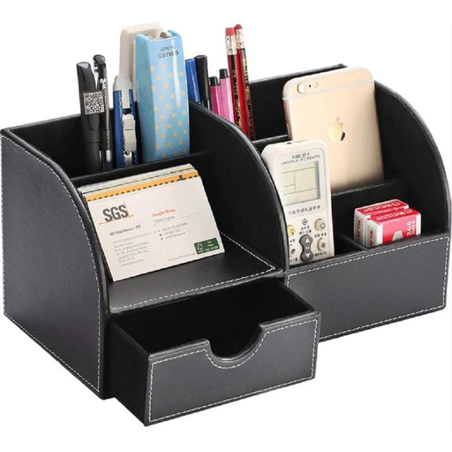 卓上収納 卓上収納ボックス オフィス収納ホルダー 多機能 ペン立て ホルダー 文具 ケース 小物収納 リモコン ペンスタンド Anberotta AT43 (ブラック) : Anberotta ...