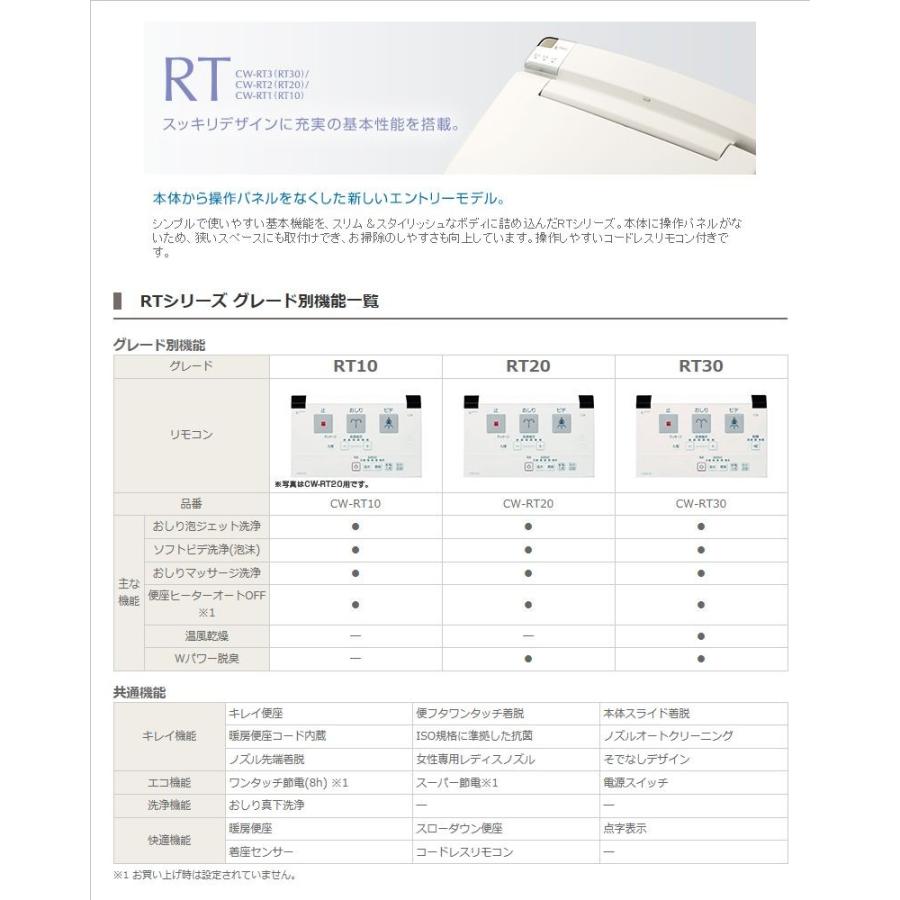 LIXIL INAX シャワートイレ 温水洗浄便座 CW-RT20-BN8 貯湯式 RTシリーズ リモコンタイプ 脱臭機能付き オフホワイト リクシル : cw-rt20-bn8 ...
