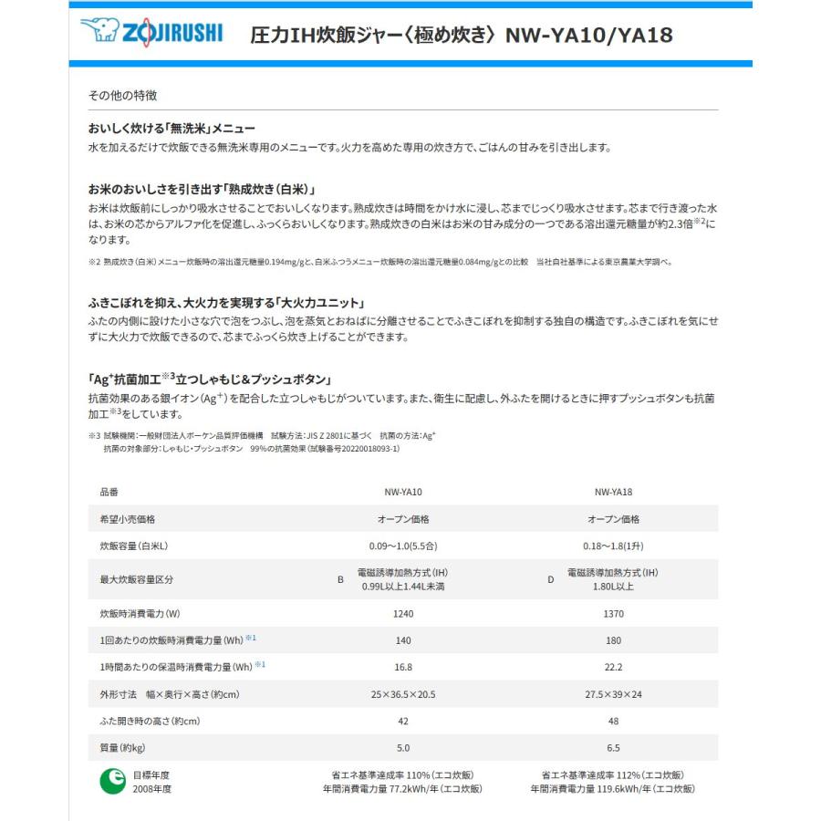 象印 圧力IH炊飯ジャー NW-YA10-BA 5.5合炊き 黒まる厚釜 ブラック ZOJIRUSHI : nw-ya10-ba : Anchor Shop - 通販 - Yahoo!ショッピング