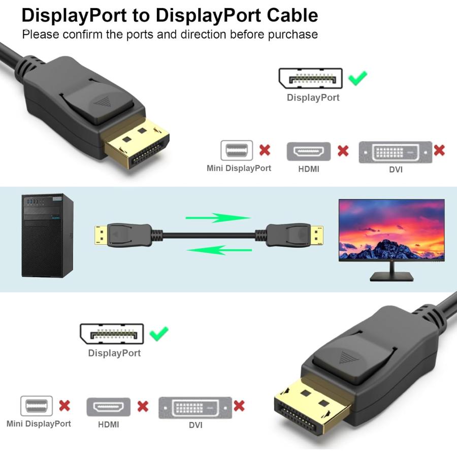 BENFEI VESA認証済み 1.8m DisplayPort-DisplayPort ケーブル 4K 60Hz 2K 144Hz オス-オス : ANDANTE Yahoo!ショップ ...