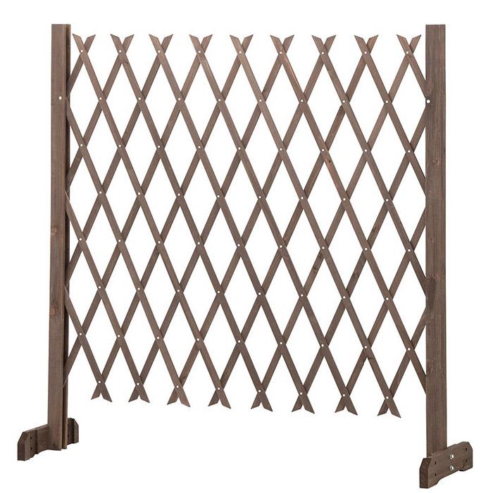 フェンス 木製 天然木 柵 庭 扉 伸縮木製フェンス スタンド式 幅120×高さ120cm ナチュラル ブラウン 組立式 エクステリア 駐車場 門扉 トレリスに 簡易門扉 :s0056-tks ...