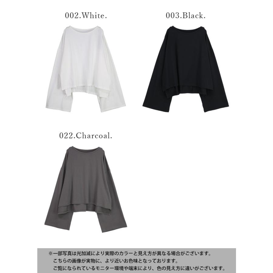 and it_（アンドイット） カットソー レディース 長袖 tシャツ ロンt トップス 体型カバー ショート丈 無地 白 黒 秋 春 ...