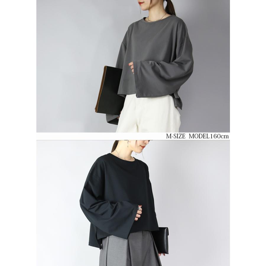 and it_ カットソー レディース 長袖 tシャツ ロンt トップス 体型カバー ショート丈 無地 白 黒 秋 春 ゆったり きれいめ ...
