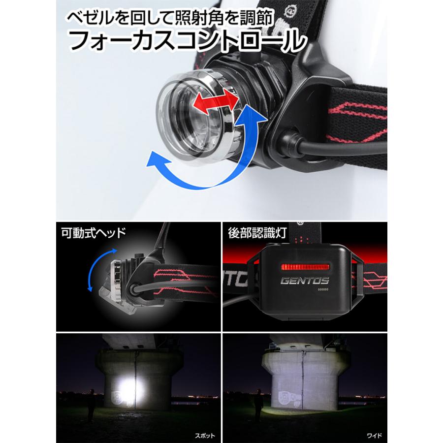Gシリーズ GH-201RG GENTOS ジェントス LEDヘッドライト 550ルーメン 耐塵・耐水(IP66準拠) 2m落下耐久 充電池/乾電池兼用 50°可動式ヘッド : アンドライブ ...