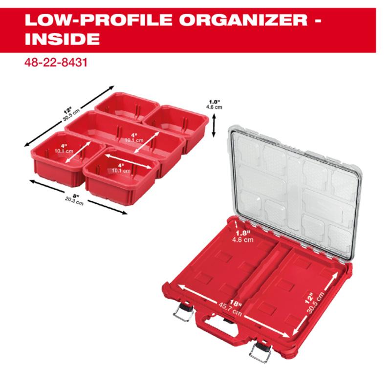 48-22-8431 milwaukee ミルウォーキー PACKOUT ロープロファイルオーガナイザー Mサイズ 着脱式ケース・間仕切り付 ...