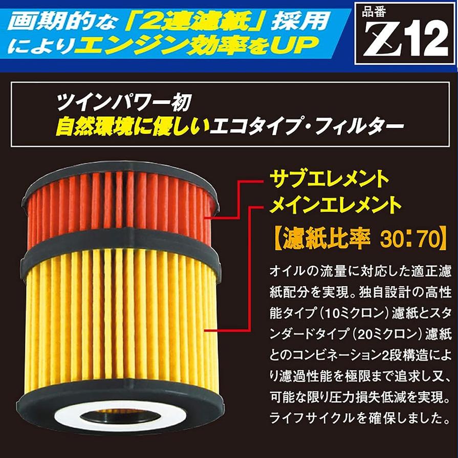 PIAA Z12 ピア ツインパワーオイルフィルター レクサス IS系/GS系/LS、トヨタ ハイエース/レジアスエース他 純正番号04152 ...