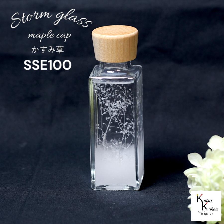 天気が分かる！「カスミ草入りストームグラス メープルキャップ SSE100」 天気管 天気ウェザーグラス 天気 気象計グッズ インテリア 瓶 ガラス : カイセイ加工有限会社透明屋パク ...