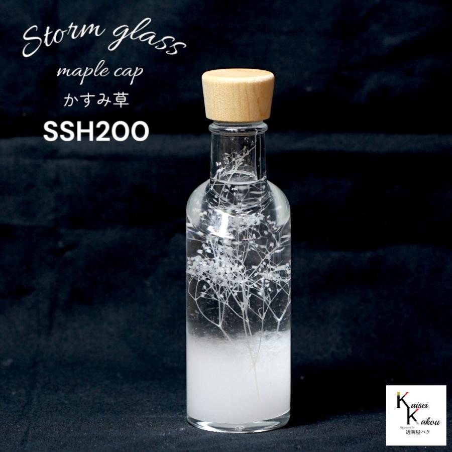 天気が分かる！「カスミ草入りストームグラス メープルキャップ SSH200」 天気管 天気ウェザーグラス 天気 気象計グッズ インテリア 瓶 ガラス : カイセイ加工有限会社透明屋パク ...