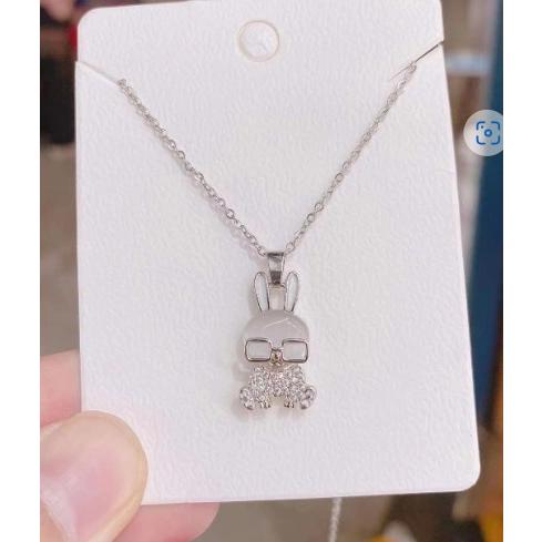 ネックレス レディース 金属アレルギー対応 眼鏡かけ兎 ウサギ うさぎ あずきチェーン サージカルステンレス ペンダント ゴールド 送料無料 ...