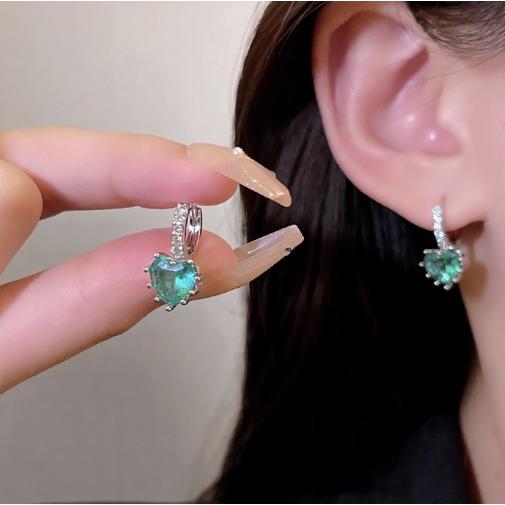 フープピアス レディース ハート キュービックジルコニア トパーズカラー 水色 フープ リングピアス 2個セット アレルギー対応 18金 ...