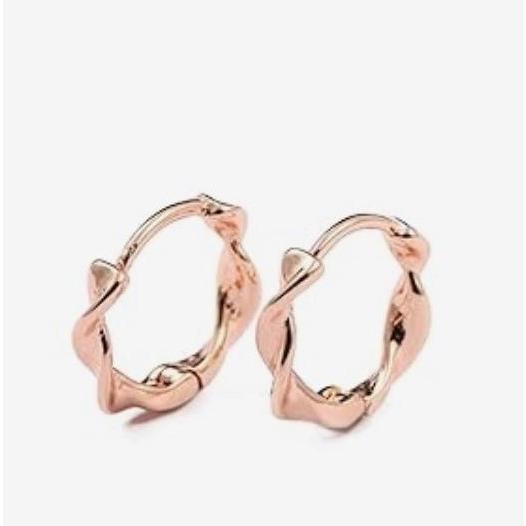 ピアス アレルギー対応 レディース フープピアス 18金 ピンクゴールド ツイスト ひねり シルバー925 つけっぱなし ウェーブ ...