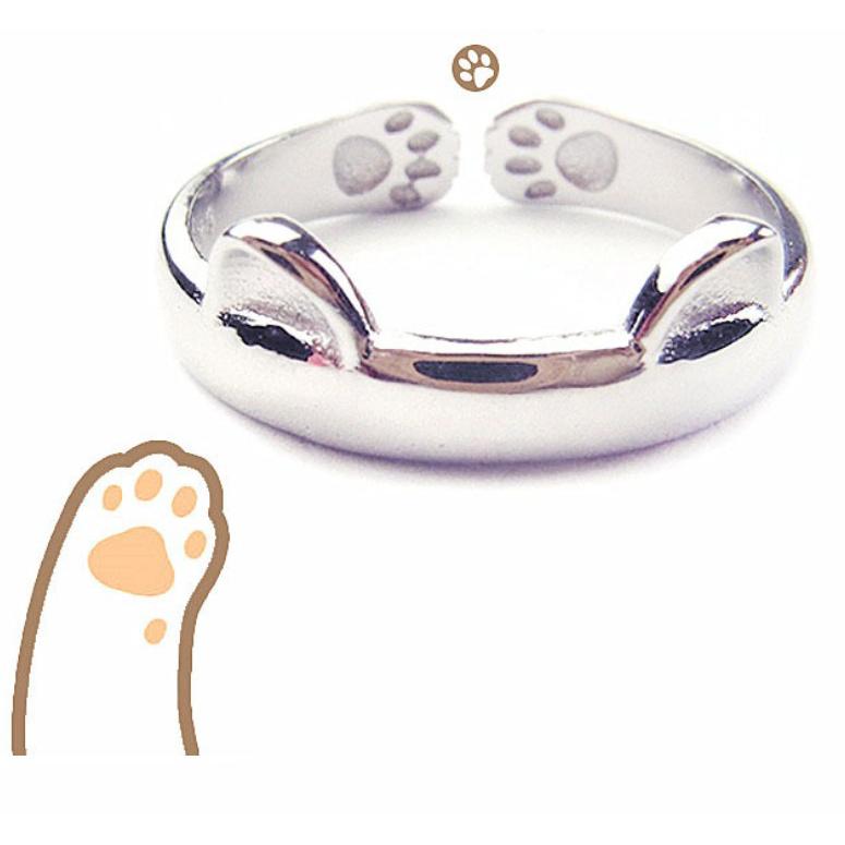 指輪 リング レディース ピンキーリング 小さい 細身 猫 ねこ ネコ耳指輪 サイズフリー シルバー925 アレルギー対応 18K ...