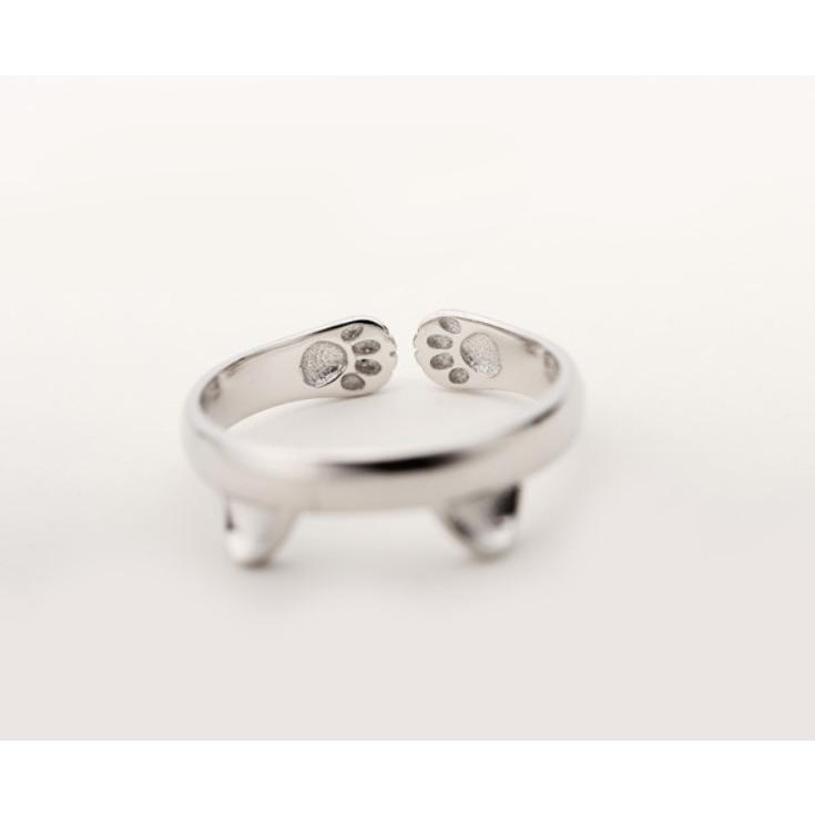 指輪 リング レディース ピンキーリング 小さい 細身 猫 ねこ ネコ耳指輪 サイズフリー シルバー925 アレルギー対応 18K ...