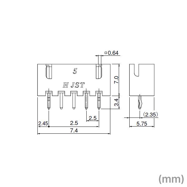 日本圧着端子製造(JST) B2B-XH-A(LF)(NN) 1個 コネクタ ベース付ポスト トップ型 2極 NN : ANGEL HAM ...