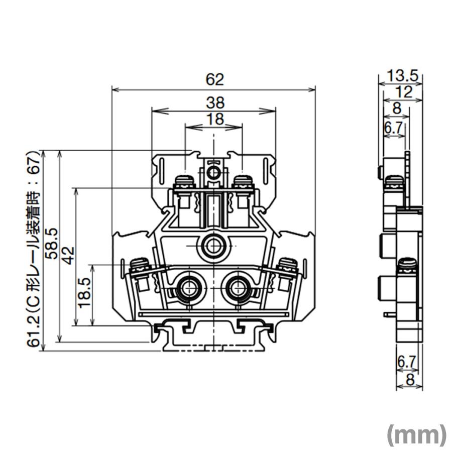IDEC(アイデック/和泉電機) BND15W レール式端子台 セルフアップ形 16Aタイプ 2段形 NN : ANGEL HAM SHOP ...