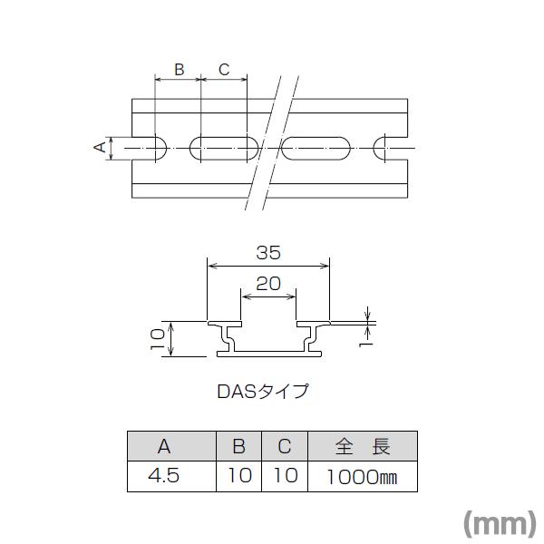 東洋技研(TOGI) DAS4-1000 DINレール (取付幅20mm、35mm対応) (全長100cm) SN : ANGEL HAM ...