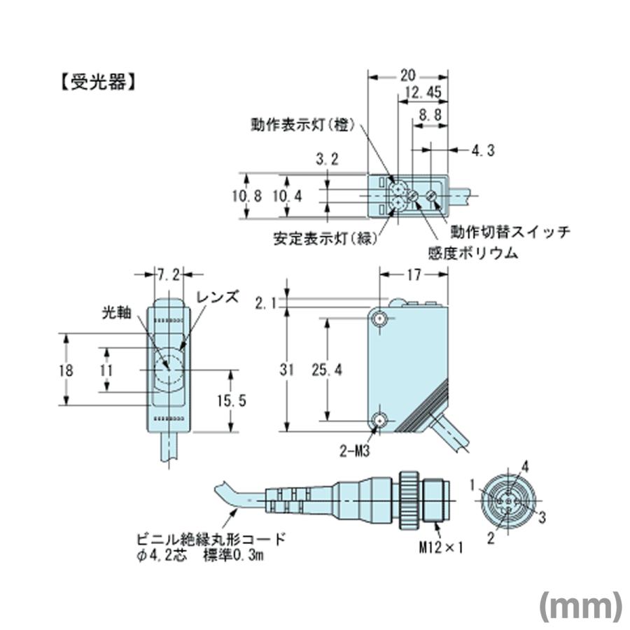 オムロン オムロン(OMRON) E3Z-T81-M1J 0.3M アンプ内蔵形光電センサー (透過形) (検出距離15m) (M12コネクタ中継タイプ) (0.3m) (PNP出力) NN ...