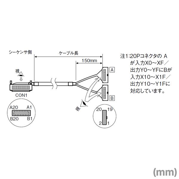 三菱電機 三菱電機エンジニアリング(MEE) FA-CBL50FM2V 接続ケーブル (MELSEC プラスコモン入力/シンク出力用) (5m ...