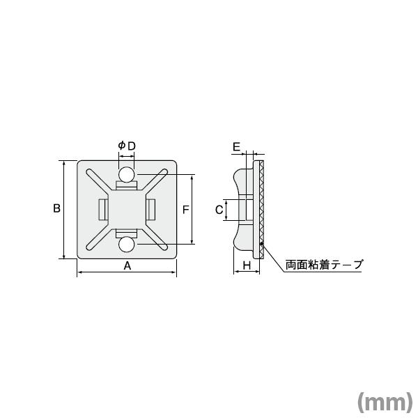 ヘラマンタイトン MB4A-B マウントベース (接着タイプ) (100個入) (66ナイロン製) (標準グレード) (黒色) SN : ANGEL HAM SHOP JAPAN - 通販 ...