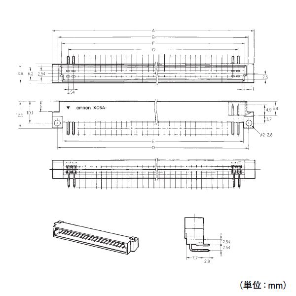 オムロン（OMRON） XC5A-5082-1 2列配列タイププラグ DINスタイル1 ディップL形端子 50極 (40個入) NN ...