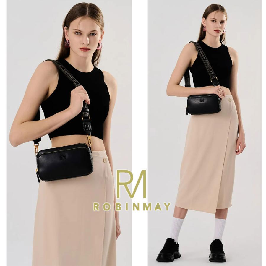 保証付 返品OK 正規品 2024 ROBINMAY ロビンメイ C306 レディース RMロゴショルダーストラップ ポーチバッグ ジャガードショルダー オーバルバッグ : ANGELINA ...