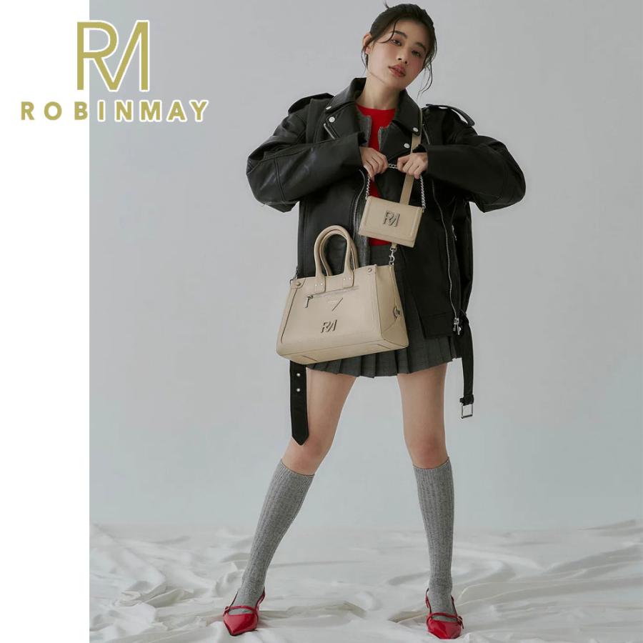 保証付 返品OK 正規品 2025 ROBINMAY ロビンメイ B161 RM (L) レディース RMロゴ トートバッグ ハンドバッグ ポーチ付き 春夏秋冬 ビーガンレザー ...
