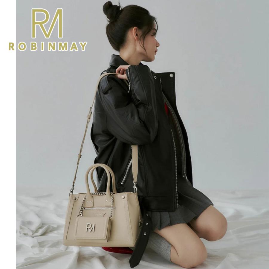保証付 返品OK 正規品 2025 ROBINMAY ロビンメイ B161 RM (L) レディース RMロゴ トートバッグ ハンドバッグ ポーチ付き 春夏秋冬 ビーガンレザー ...
