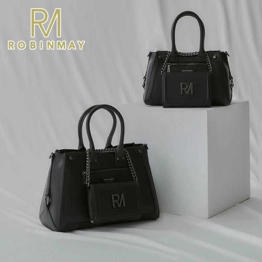 保証付 返品OK 正規品 2025 ROBINMAY ロビンメイ B161 RM (L) レディース RMロゴ トートバッグ ハンドバッグ ポーチ付き 春夏秋冬 ビーガンレザー ...