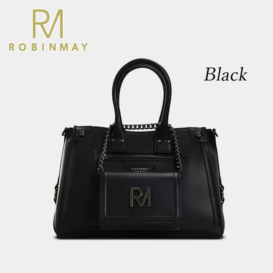 保証付 返品OK 正規品 2024 ROBINMAY ロビンメイ B161 RM (L) レディース RMロゴ トートバッグ ハンドバッグ ポーチ付き 春夏秋冬 ビーガンレザー :rm141 ...