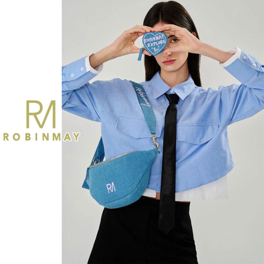保証付 返品OK 正規品 2024 ROBINMAY ロビンメイ I058 夢特胸包 M 8週年限定版 RMロゴ カジュアル デニム ボディバッグ 刺繍 ナナメ掛けショルダーバッグ ...