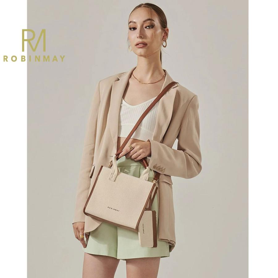 保証付 返品OK 2023 ROBINMAY ロビンメイ 正規代理店 WB053 レディース バイカラー リネンハンドバッグ スクエア型 麻 キャンバス ショルダー :RM16 ...