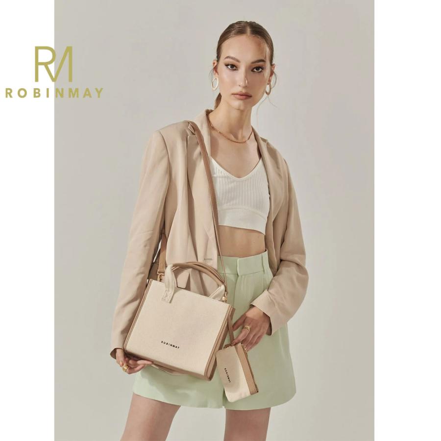 保証付 返品OK 2023 ROBINMAY ロビンメイ 正規代理店 WB053 レディース バイカラー リネンハンドバッグ スクエア型 麻 キャンバス ショルダー :RM16 ...