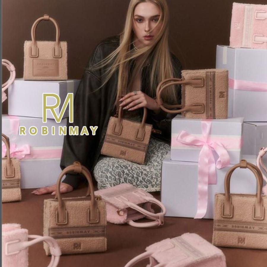 保証付 返品OK 正規品 2024 ROBINMAY ロビンメイ B257 月桂女神手提包 M 羊羔毛 レディース RM ラムウール ハンドバッグ ダブルストラップ ショルダー ...