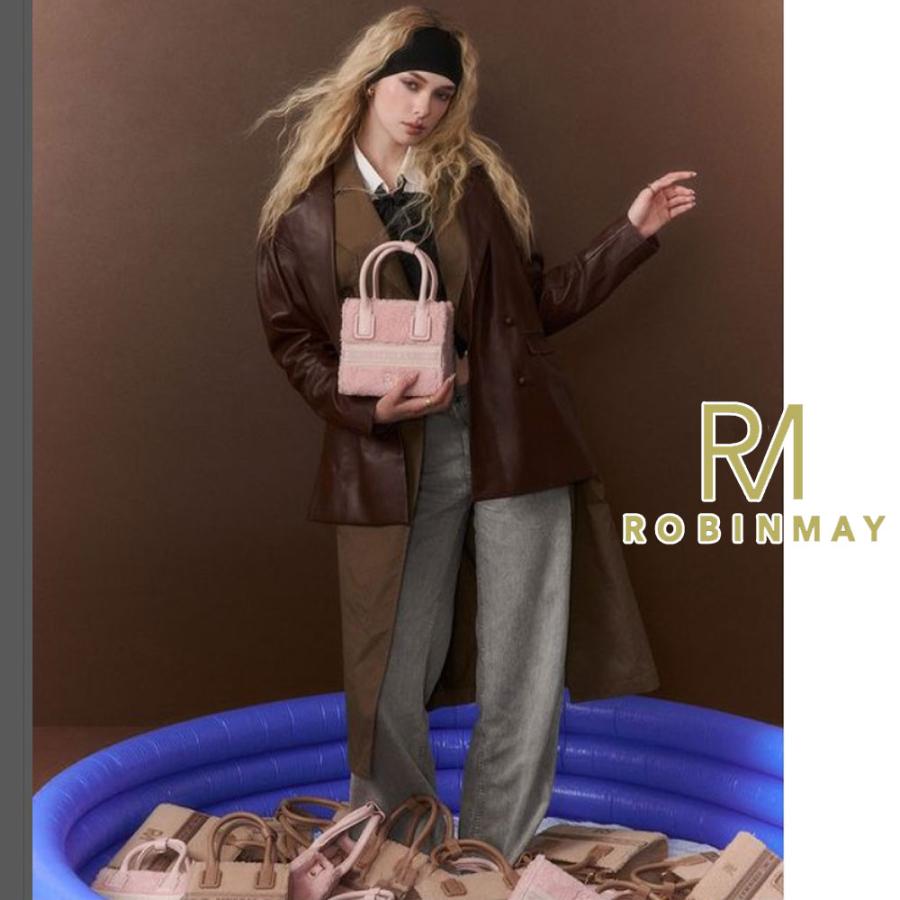 保証付 返品OK 正規品 2024 ROBINMAY ロビンメイ B257 月桂女神手提包 M 羊羔毛 レディース RM ラムウール ハンドバッグ ダブルストラップ ショルダー ...