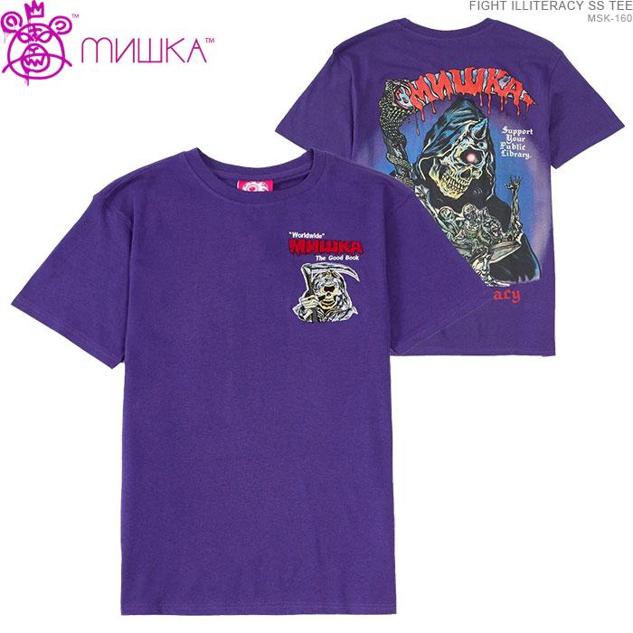 MISHKA 月末クーポン配布中/ 半袖Tシャツ ミシカ Tシャツ トップス ストリート メンズ ブランド FIGHT ILLITERACY ...