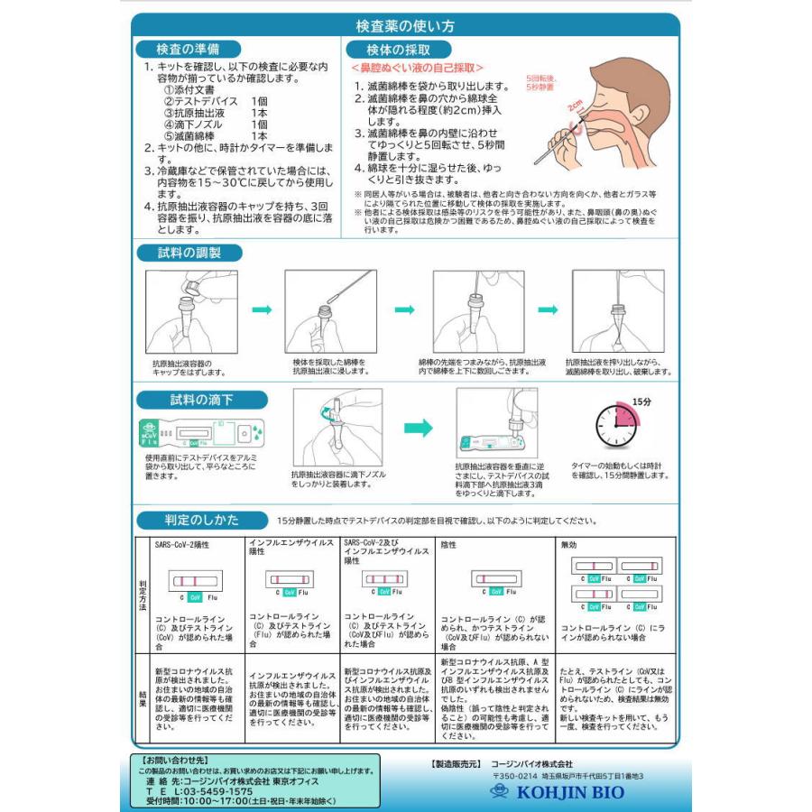 NIPRO （一般用検査薬）（第1類医薬品） KBMラインチェック 1回テスト nCoV/Flu(一般用) SARSコロナウイルス インフルエンザウイルス抗原キット コージンバイオ : 麻布 ...
