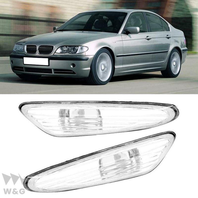 2PCS 車ウィンカーサイドマーカー ランプ カバー BMW E46 02-05 63137165915 63137165916 ...